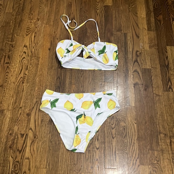 Swim | Lemon Print 3 Piece Bikini Set 1xl | Poshmark